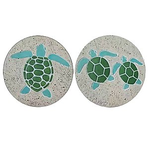 Sea Merchants 10-Inch Turtle Stepping Stone 2 Piece Set - Decorative Garden Pathway Tiles