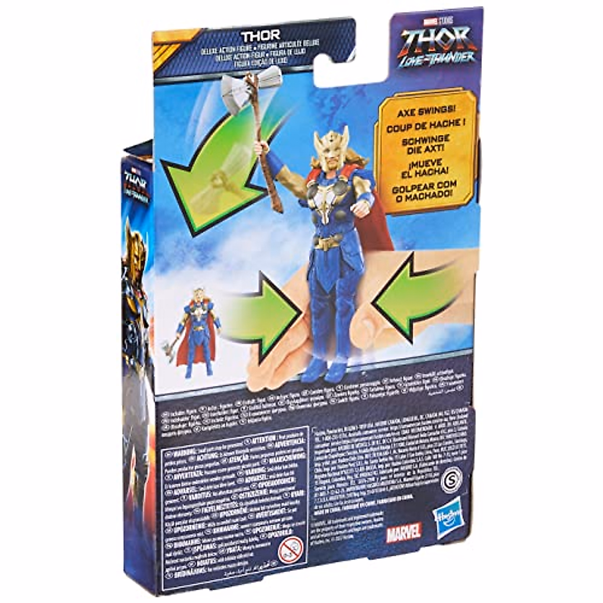 Marvel Studios' Thor: Love and Thunder Thor Toy, 6-Inch-Scale Deluxe Action Figure with Action Feature, Toys for Kids Ages 4 and Up