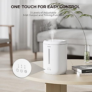 Syvio Humidifiers for Bedroom Large Room, Easy to Clean Humidifier Ultrasonic & Essential Oil Diffuser, Room Humidifier for Bedroom Baby Plant Cool Mist, Top Fill, Quiet, 360° Nozzle, Auto Off, 2.8L