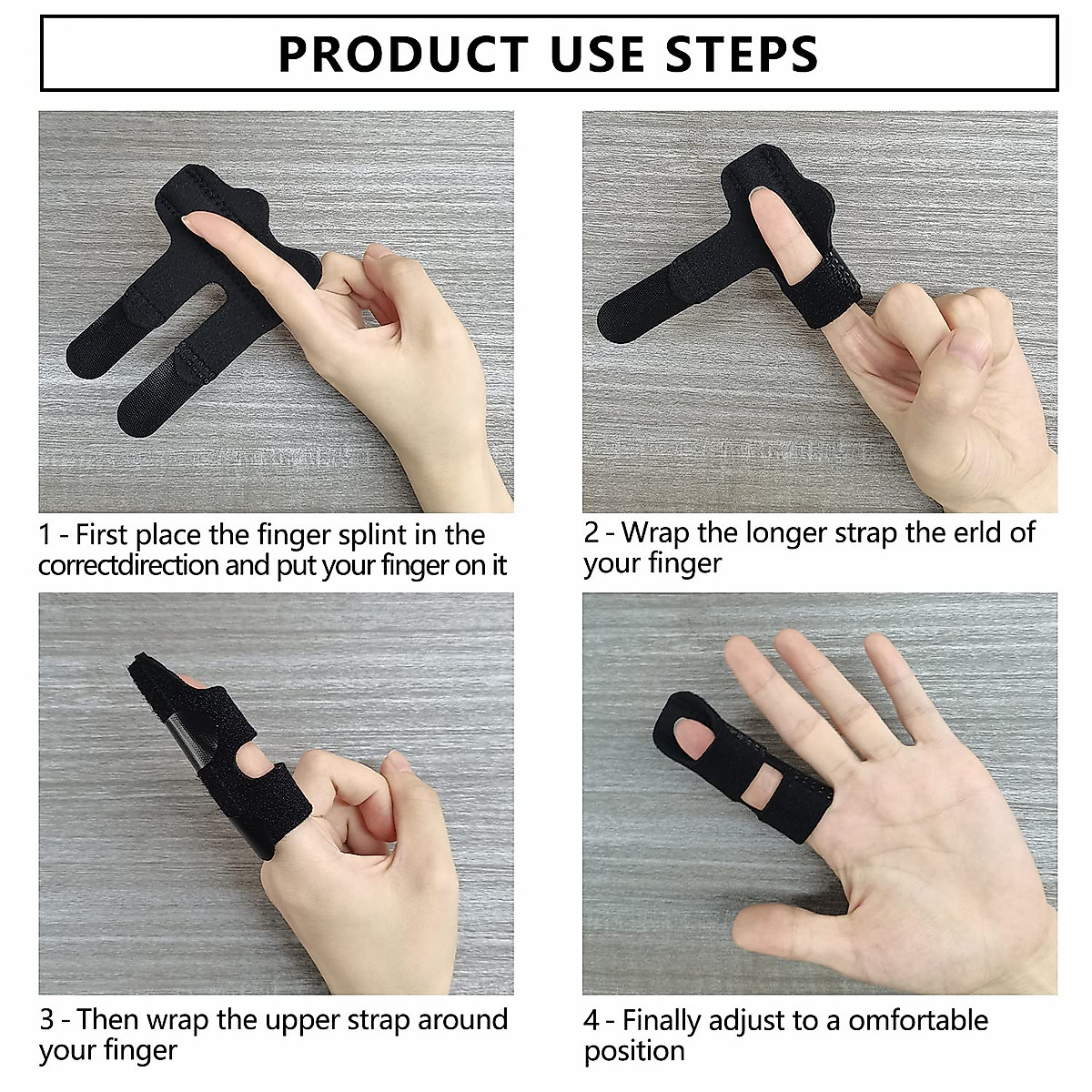 itechpanda Trigger Finger Splints, 4 PCS Adjustable Fixing Sleeves Fractures Splints for Broken Finger, Pinky Finger, Injured Finger Ideal, Sport Injuries (Red + Black)