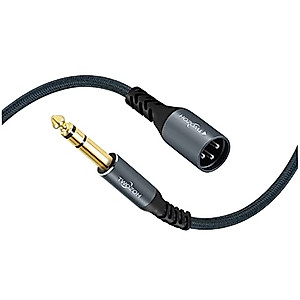 Twozoh XLR Male to 1/4 TRS Stereo Audio Cable 30FT, Braided Jack 6.35mm to XLR Male 3Pin Guitar Cable (Professional/HiFi)