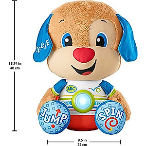 Fisher-Price Laugh & Learn So Big Puppy, Large Musical Plush Toy with Learning Content for Toddlers and Preschool Kids