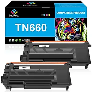 LeciRoba TN660 High Yield Black Toner Cartridge Replacement for Brother TN660 TN630 to use with HL-L2300D HL-L2380DW HL-L2320D DCP-L2540DW HL-L2340DW HL-L2360DW MFC-L2720DW Printer (2-Packs)
