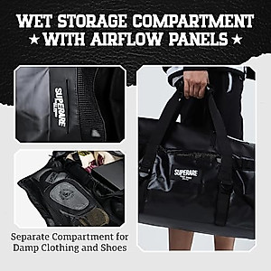 Superare Enorme Gear Bag – Versatile Gym Bag, Backpack Duffle Bag Combo, Ideal Boxing Duffle Bag or Duffle Bag for Men with Ventilation and Moisture-Resistant Fabric - Black
