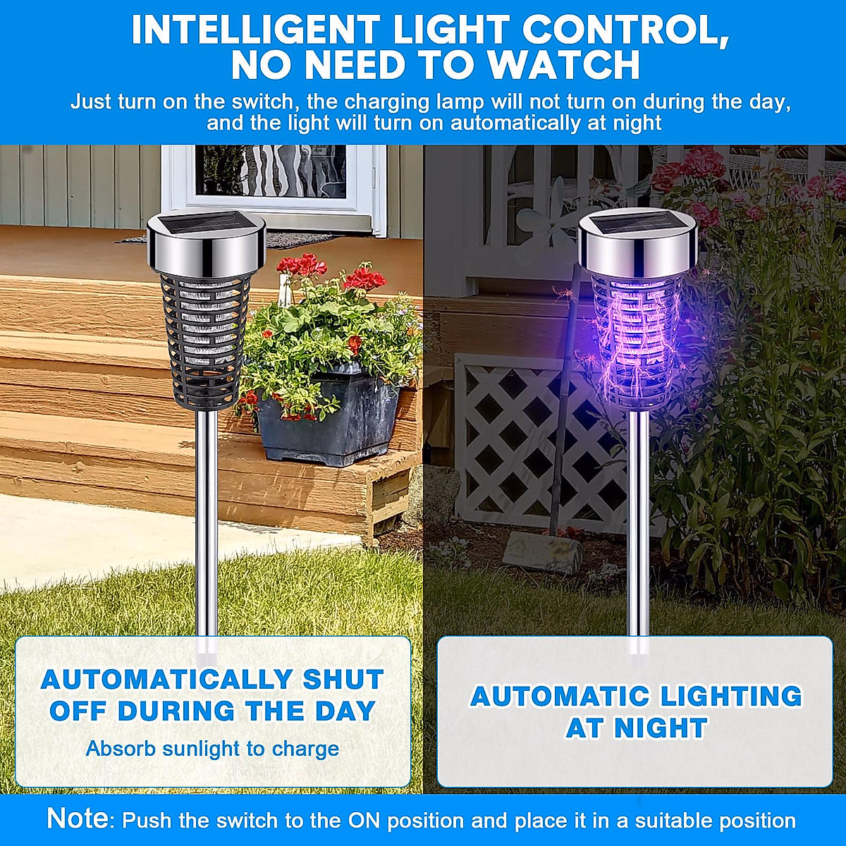 Qualirey 4 Pack Solar Bug Zapper Outdoor Mosquito Waterproof LED Light Mosquito Repellent/Killer Bug Zapper for Indoor Outdoor Patio Yard