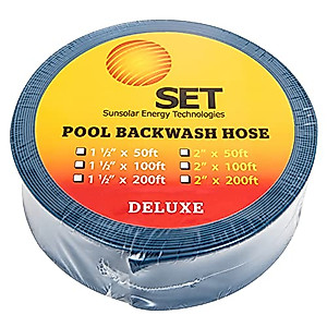 Sunsolar Heavy Duty Backwash Hose - 1.5" Discharge Hose for Swimming Pool Filters - Deluxe Pool Hose for Inground & Above Ground Pools - Durable, Flexible, Strong & Long Lasting - 50 Feet Long, Blue