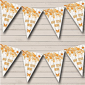 Shabby Chic Vintage Wood Orange Personalized Birthday Party Bunting Banner