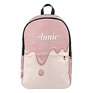 SunFancy Rose Pink Glitter Flow Drop Personalized Casual Backpack Unisex Travel Daypack for Teen Adult Boys Girls