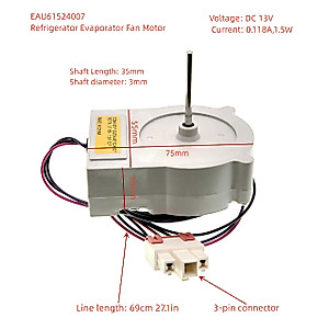 EAU61524007 Refrigerator Evaporator Fan Motor Compatible with LG, Kenmore, Samsung Refrigerator, Replace EAU60694510, PS10058947, AP5950081