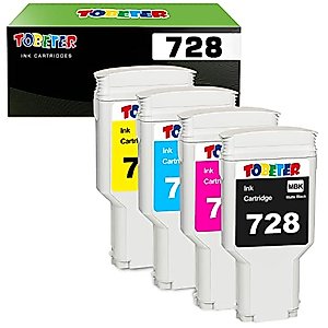 ToBeter Remanufactured 728 XL(Each 300ml) Ink Cartridge Replacement for HP 728 F9J68A F9K17A F9K16A F9K15A, for HP DesignJet T730 (F9A29E) T830 MFP(F9A30A/F9A28A/F9A28D/F9A30D) Printer - 4 Pack