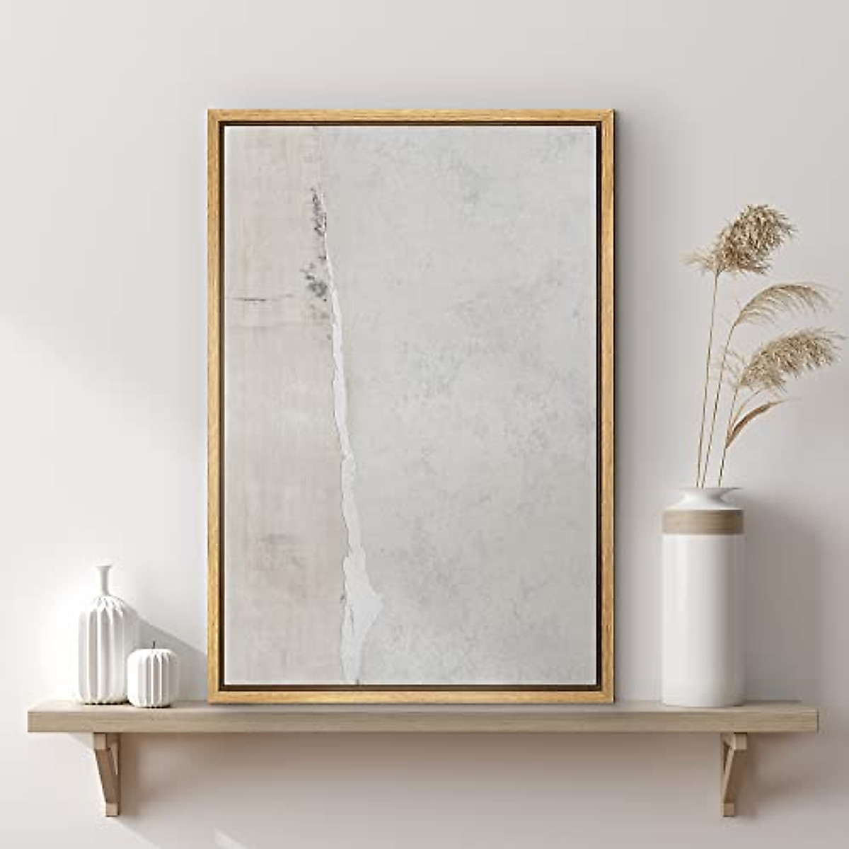 SIGNWIN Framed Canvas Print Wall Art Gray Tan Watercolor Pastel Color Field Abstract Shapes Illustrations Modern Art Decorative Contemporary Chic for Living Room, Bedroom, Office - 24"x36" Natural