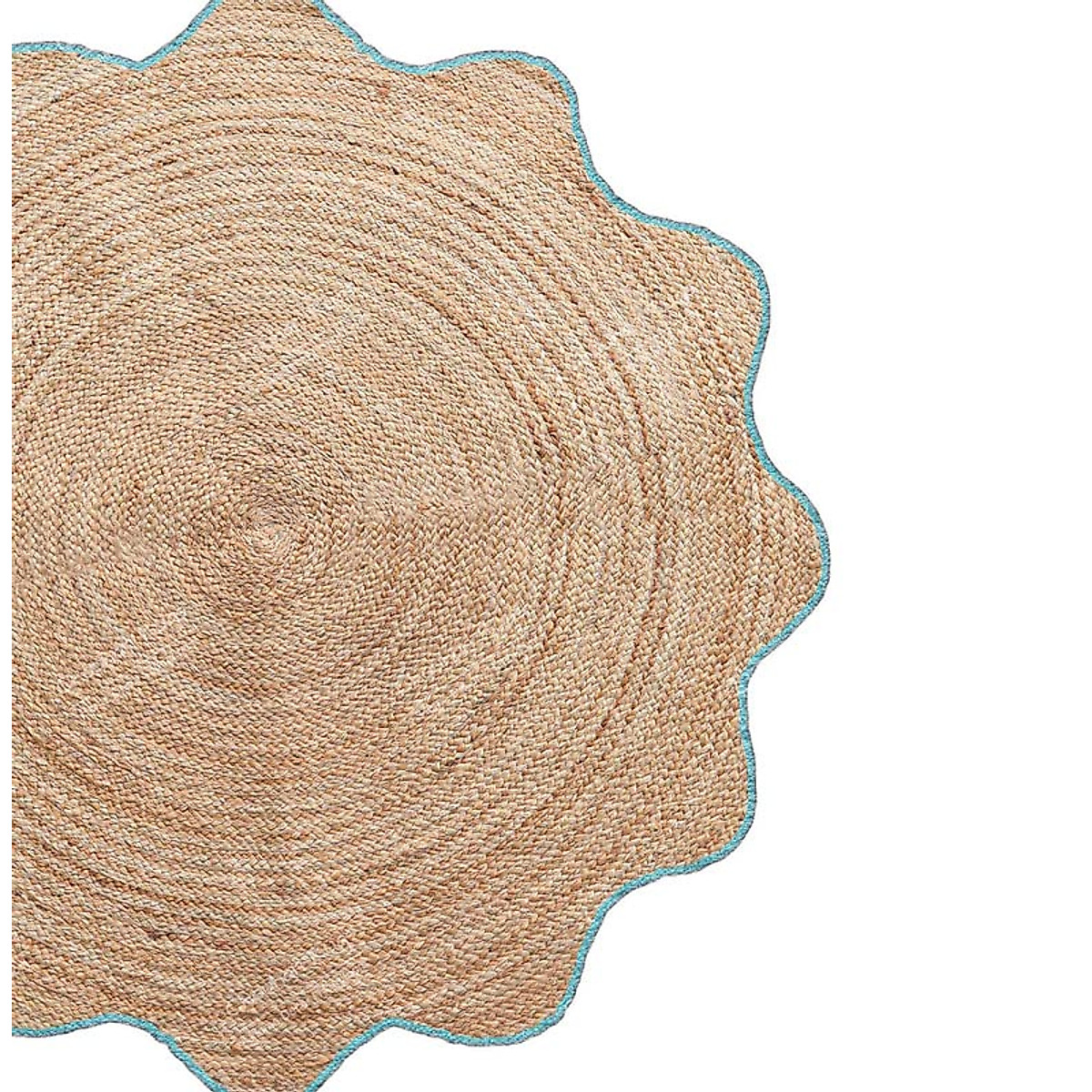 4x4, 5x5, 6x6,feet Natural Jute Scallop Round Rug, Floor Scalloped Edge Rug Braided Boho Eco Large Circular Handmade Area Rugs (CCRD2)