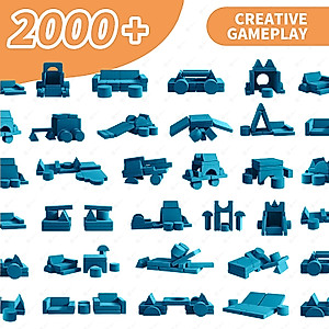 DEYGIA Modular Kids Play Couch, 13PCS, Kids Couch for Playroom, Modular for Boys and Girls, Blue, M