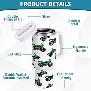 ARGTILDN 30 oz Tumbler Motorcycles Cool Insulated Travel Mug with Handle and Straw Lid Stainless Steel Vacuum Coffee Cup Tea Beverage Container Water Bottles for Car Sports office