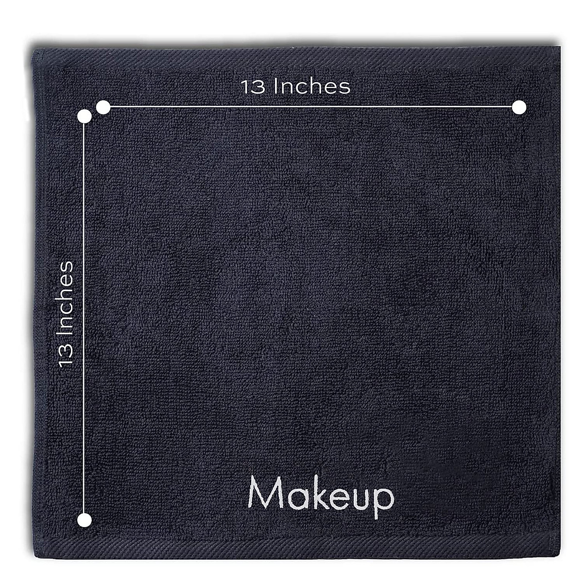 Makeup Remover Face Towels 6pack - 13" x 13" Black Turkish Cotton Washcloths with Makeup Headband - Super Soft Makeup Remover Cloths Perfect Holiday Gift