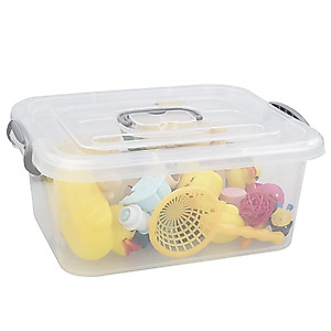 Minekkyes 2 Packs Plastic Storage Box, Clear Latching Storage Bin with Lids/Handles, 8 L