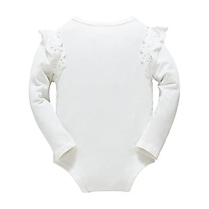Huata Baby Girls Boys Long Sleeve Bodysuit Baby Romper (White, 12-18 Months)