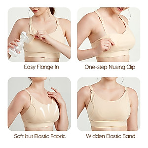 Lupantte Pumping Bra Hands Free 2 Pack, Supportive Comfortable Breast Pump Bra with Pads, All Day Wear Pumping and Nursing Bra in One Breast Pump for Medela, Spectra, Momcozy, etc. (X-Large)