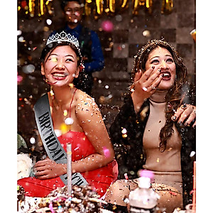 AOPRIE Birthday Crown for Women Birthday Sash Silver Birthday Tiara for Women Princess Crown Rhinestone Happy Birthday Accessories