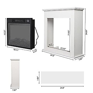 FRITHJILL Electric Fireplace, Freestanding Portable Wood Cabinet Fireplace Heater with Remote Control, 1400W