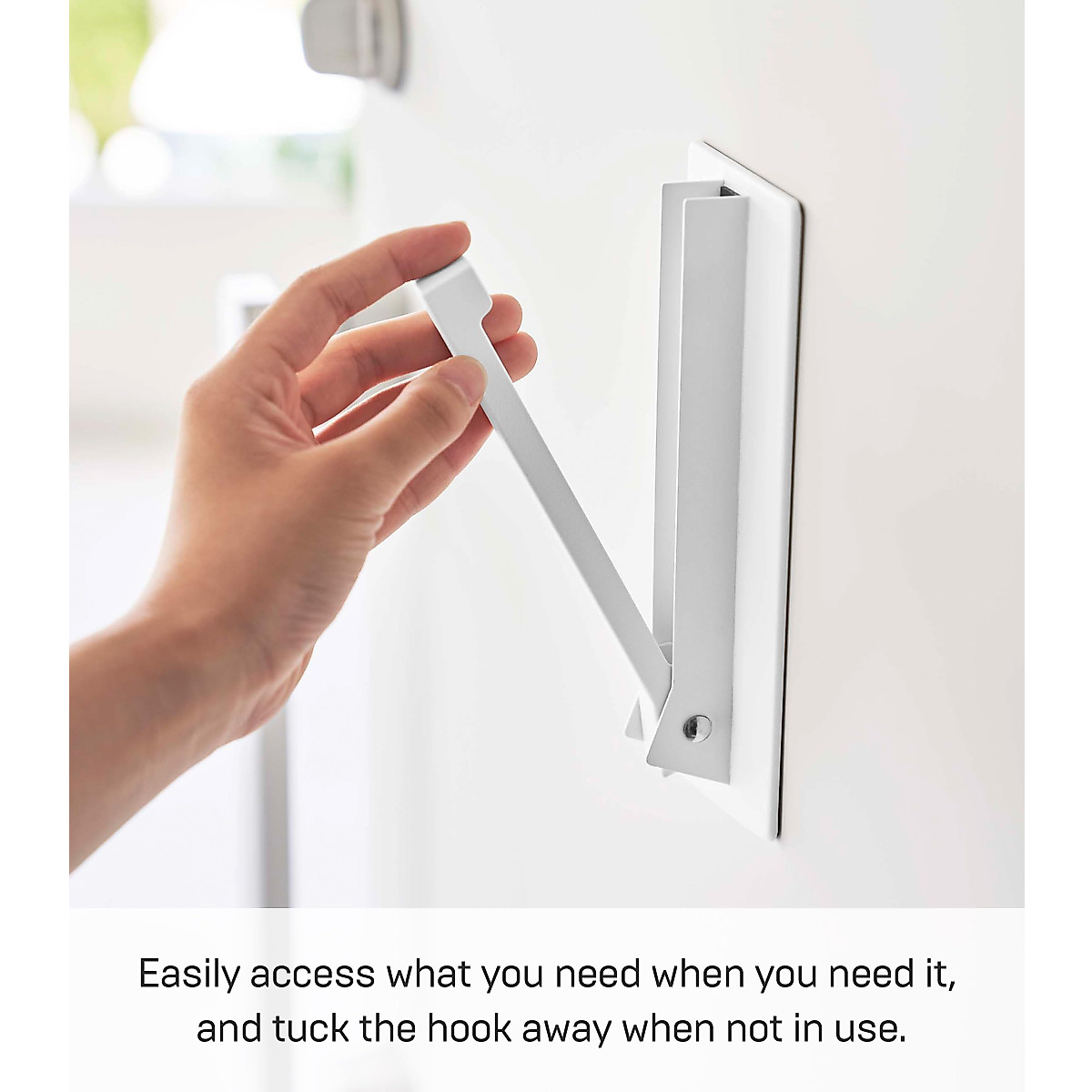 Yamazaki Home Tower Magnetic Folding Hook for Wall Door Or Refrigerator, Collapsible Coat, Bag Or Umbrella Metal Hanger - Steel