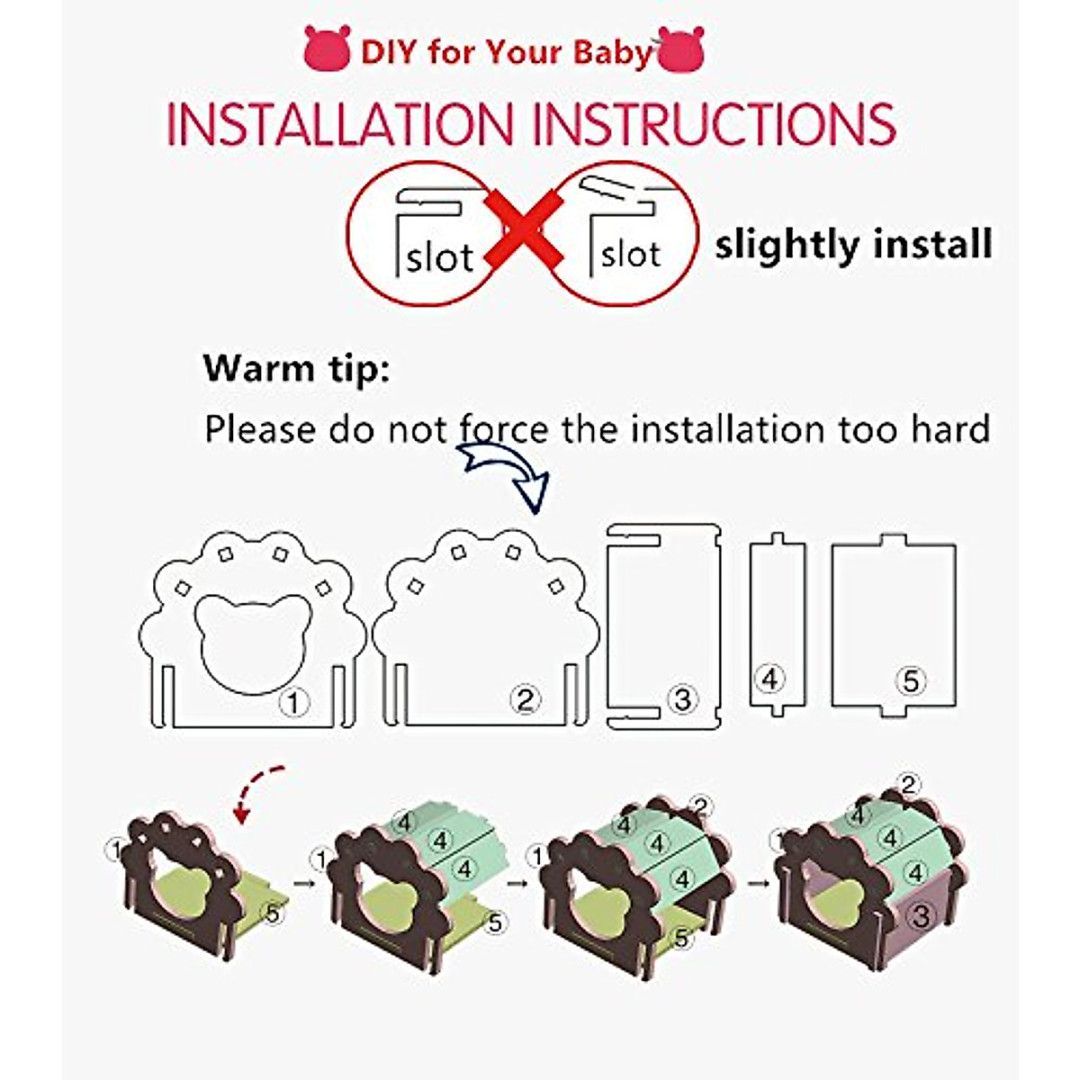 Hamster House Cage Wood Chew Toy DIY Colorful Hut for Hamster Gerbil Rat Small Animals Hideout with Free Hamster Lead Leash (L, Green)