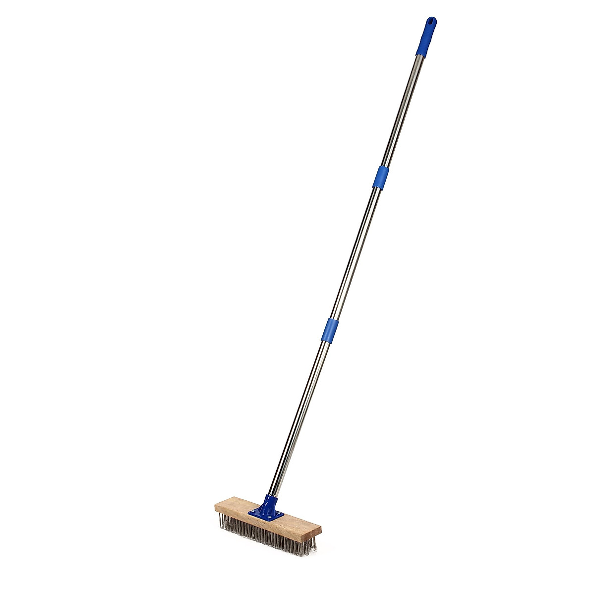 MEIBEI Deck Brush, Stainless Steel Wire with Long Handle 57", Perfect for Algae, Tough Stains on Concrete, Walkways, Patio and Swimming Pool