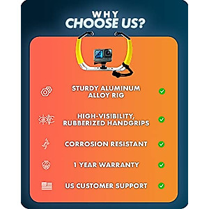 Movo GB-U80 Underwater Diving Rig with Cold Shoe Mounts, Strap - Compatible with GoPro Hero, HERO3, HERO4, HERO5, HERO6, HERO7, HERO8, HERO9, HERO10, Osmo Action - Scuba GoPro Accessory (XL Version)