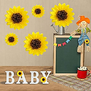ANSOMO Sunflower Tissue Paper Pom Poms Décor Yellow Flowers Wall Hanging Party Decorations Birthday Bridal Baby Shower Wedding 12" 8" Pack of 10