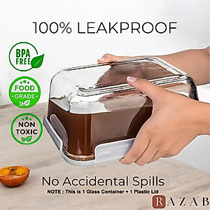 Razab 14 Cup/ 112 oz LARGE Glass Food Storage Container Locking Lid. For Storing food, Vegetables or Fruits. Baking Casserole, Lasagna, Baking, Roasting chicken & lot of other tasty Food BPA Free