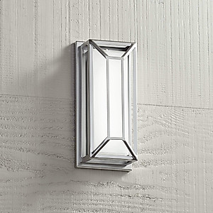 Possini Euro Design Radcliffe Modern Outdoor Wall Light Fixture LED Matte Nickel Geometric Baguette Cut 12" Frosted Glass for Exterior House Porch Patio Outside Deck Garage Front Door Garden Home