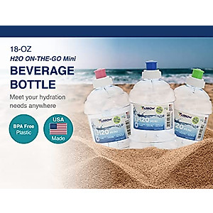Arrow H2O On The Go Water Bottle, 18 Fl Oz (Includes 6 Bottles) - Mini Clear Plastic Water Bottle with Push Cap - Made in the USA, BPA Free - Built-In Handle, Ideal for School and Sports Practice
