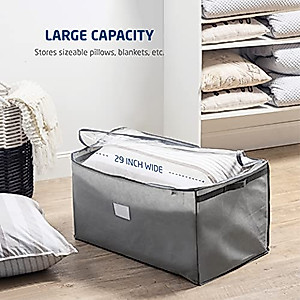 ZOBER Jumbo Storage Bag Organizer (2 Pack) Large Capacity Storage Box with Reinforced Strap Handles, PP Non-Woven Material, Clear Window, Store Blankets, Comforters, Linen, Bedding, Seasonal Clothing