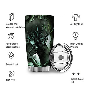 Animal Deer Insulated Tumbler, 20oz Stainless Steel Coffee Travel Mug With Lid for Cold and Hot Drinks