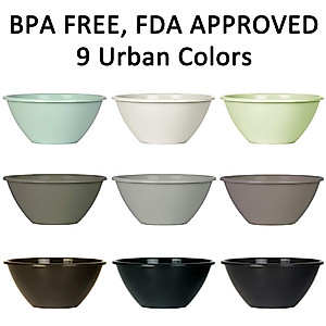 Youngever 32 ounce Plastic Bowls, Large Cereal Bowls, Large Soup Bowls, Set of 9 (9 Urban Colors)