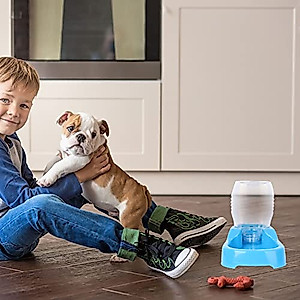 Mipcase Dog Water Feeder, Dog Water Dispenser Large, Automatic Pet Food Water Dispenser Plastic Food Feeding Bowls for Dogs Cats (Blue)