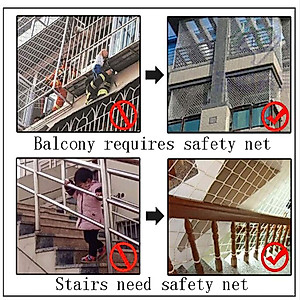 Protective Net Brown Nylon Net, Garden Decoration Net Balcony Safety Net Stairs Children Anti-Fall Net Kindergarten Protective Net Portable Fence Net Can Be Cut 1x2m3m4m (Size : 1 * 2m(3 * 7ft))