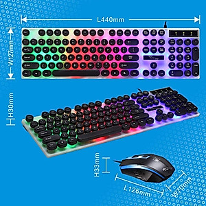 HJJWL Gaming Keyboard and Mouse Combo, RGB Rainbow Backlit Keyboard Compact USB Wired Mechanical Feeling Keyboard for Computer Gamer Office (White),Colour Name:Black (Color : Black)