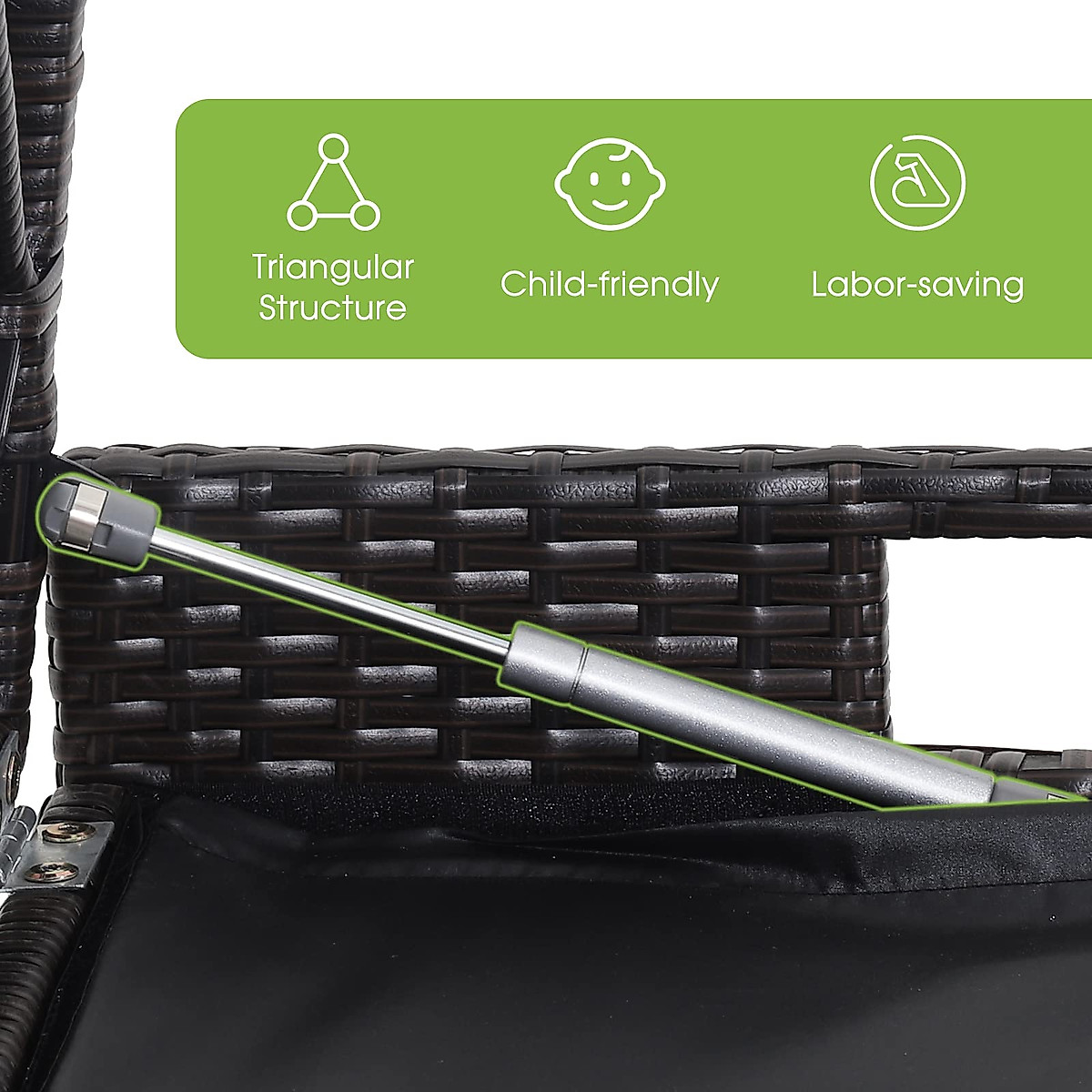 Tangkula 34 Gallon Outdoor Storage Bench with Seat Cushion, Patio Mix Brown Wicker Deck Box with Waterproof Liner and Side Handles, Outdoor Storage Bench for Cushions, Garden Tools, Pool Accessories