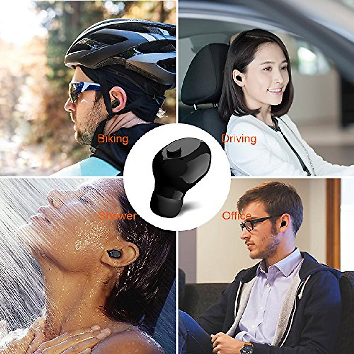 IP68 Professional Waterproof Wireless Bluetooth Earphone, Mini Wireless Bluetooth V4.2 Earbud Sport Headphone Sweat Proof Stable Fit in Ear Workout Headset for Underwater Sport Swimming Diving