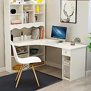 Office Rolling Chair Mat for Hardwood and Tile Floor, Black, Anti-Slip, Non-Curve, Chair Mat Best for Under the Computer Desk , 47 x 35 Rectangular Non-Toxic Plastic Protector, Not for Carpet