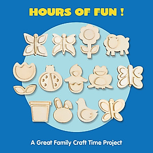 JOYIN 12 Wooden Magnet Creativity Arts & Crafts Painting Kit for Kids, Decorate Your Own Painting Gift for Easter Basket Stuffers, Birthday Parties and Family Crafts, Party Favors for Boys Girls