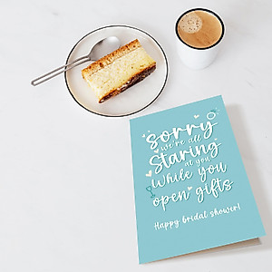 Chenive Funny Bridal Shower Card for Bride To Be, Happy Bridal Shower Card for Friend Bestie Sister, Sorry We're All Staring At You While You Open Gifts