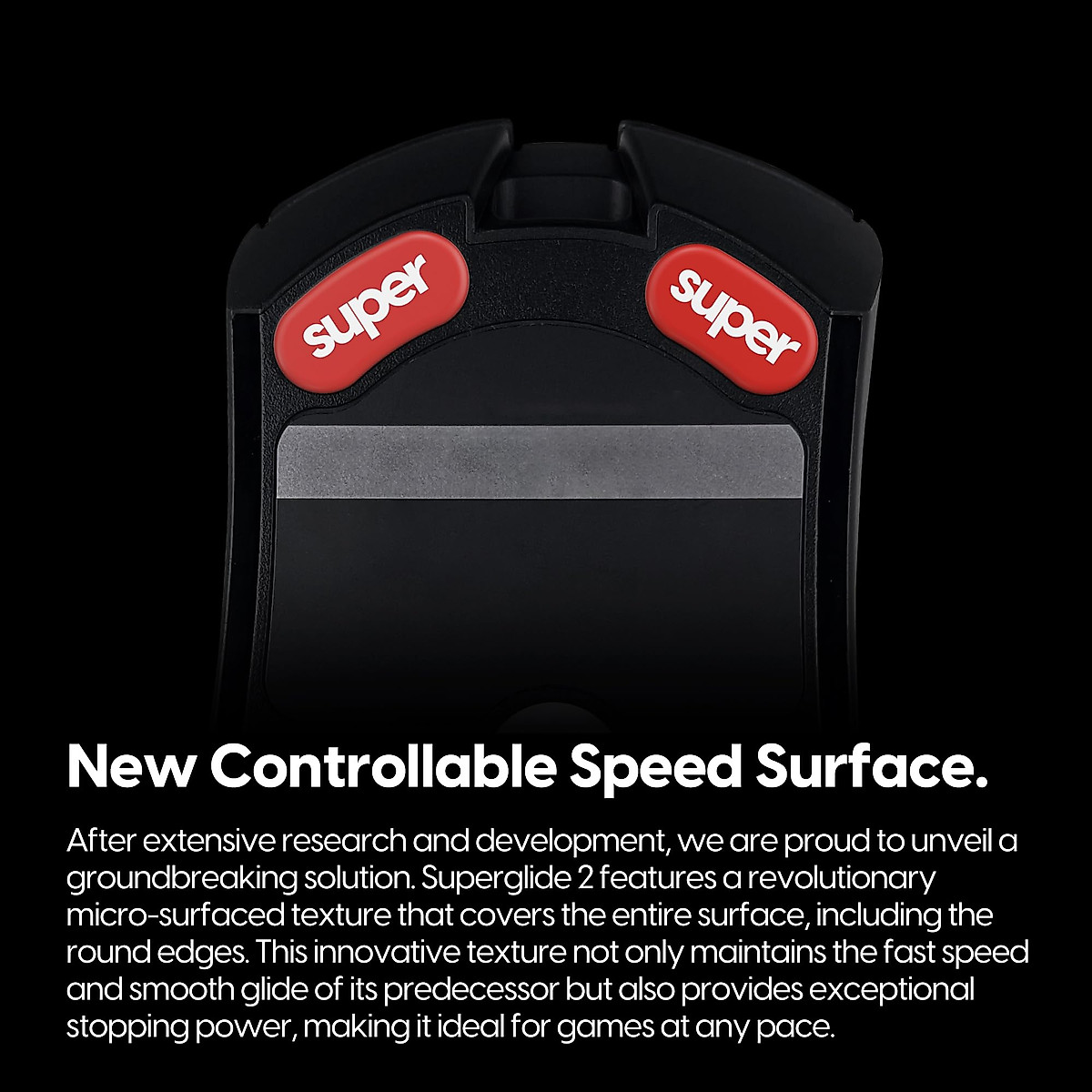 Superglide2 - New Controllable Speed Textured Surface Smoothest Mouse Feet/Glides Made with Ultra Strong Glass Smooth and Durable Sole for Razer DeathAdder V3 Pro [Red]