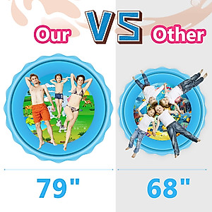 VOROSY Upgraded 79" Sprinkler & Splash Play Mat, Splash Pad, Inflatable Summer Outdoor Sprinkler Pad Water Toys Fun for Children, Infants, Toddlers, Boys, Girls and Kids