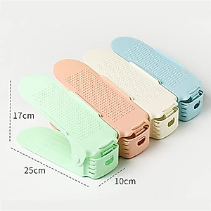 ESAAH 10 Pack Adjustable Shoe Slots Organizer, Shoe Holders Rack Shoe Racks Space Saver for Closet Organization,Blue (Color : Blue)