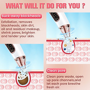 Blackhead Remover Pore Vacuum - LED Screen & USB Rechargeable Facial Pore Cleaner, Comedone Extractor Tool,Acne Extractor Tool with 3 Suction Power,4 Probes Black Head Remover for Face for Women & Men