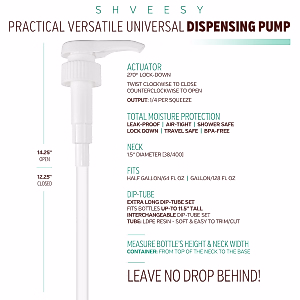Gallon Pump Dispenser - for Plastic or Glass Bottles – Heavy-Duty Leak Proof for Commercial and Household Use - Plastic Pump for 1 Gallon Jug – Non-BPA Plastic (Pack of 6)