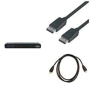 VisionTek VT4510 Dual Display 4K USB 3.0 & USB-C Docking Station with 100W Power Delivery & DisplayPort Cable & HDMI Cable Bundle