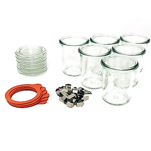 Weck 760 Mold Jar 6 Pack – Eco-Friendly Jars with Lids – 5.4oz Glass Jars – Airtight Glass Containers with Clamp Seals – Transparent Glass Jars